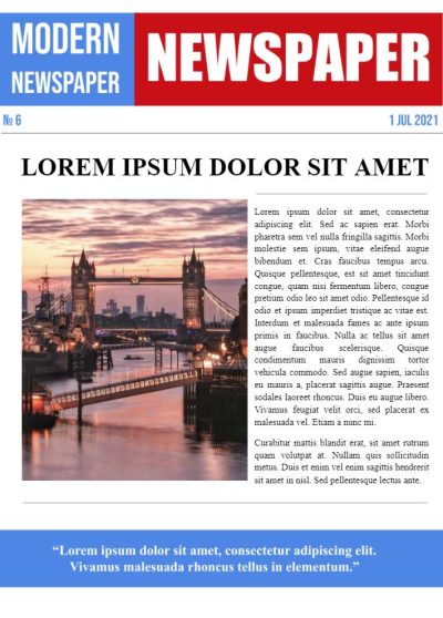 Free Modern Newspaper Template For Google Docs