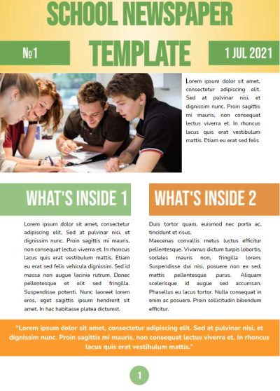 Free Middle School Newspaper Template For Google Docs