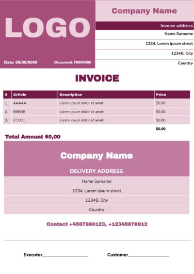 Free Work Invoice Template For Google Docs