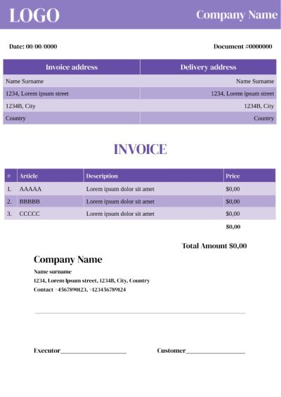 Free Modern Invoice Template For Google Docs