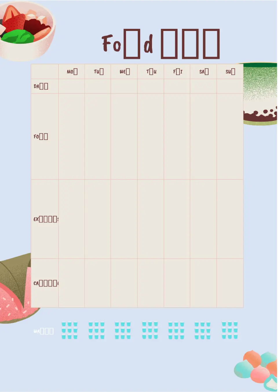 Free Food Log Template For Google Docs