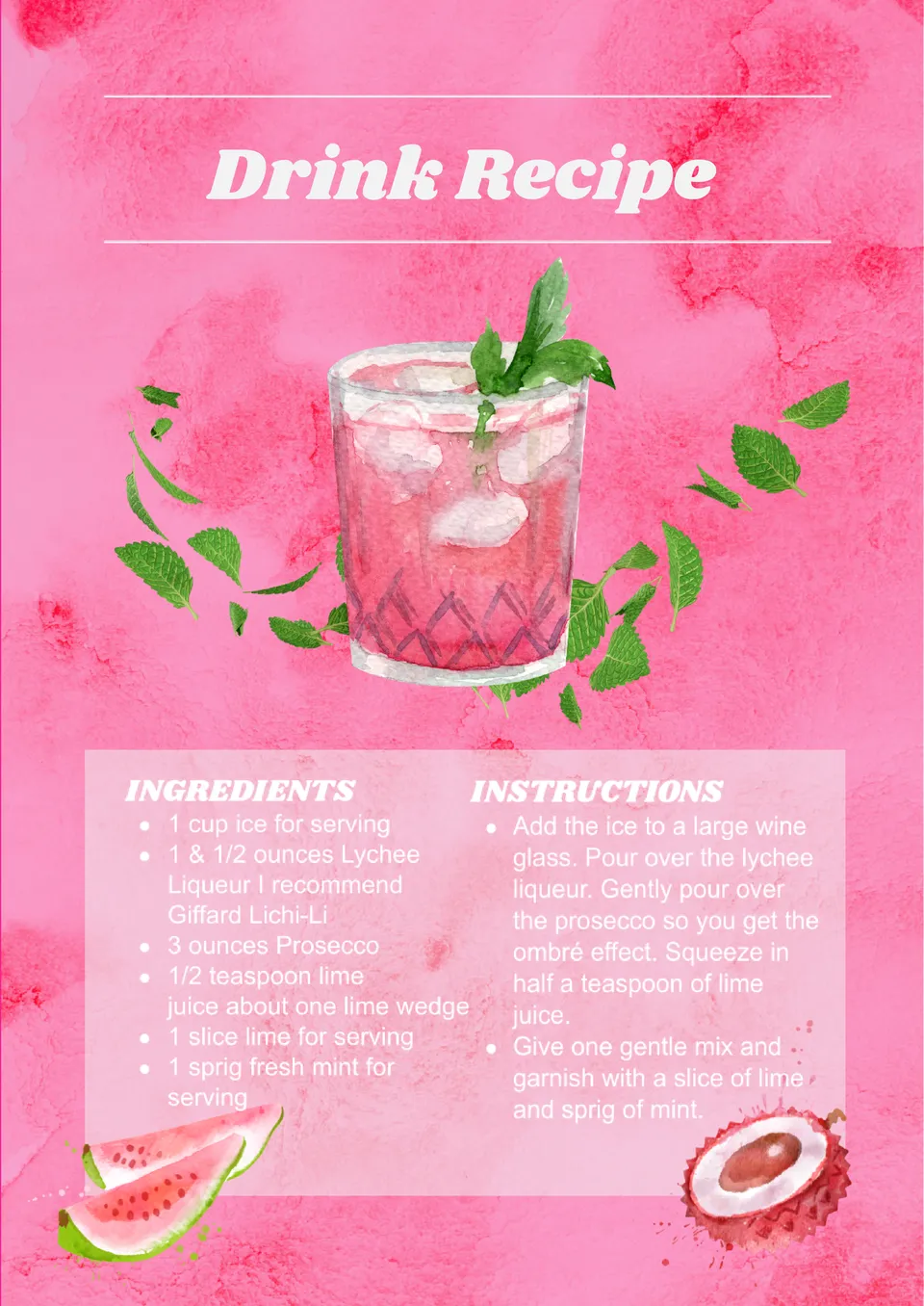 Free Drink Recipe Template For Google Docs