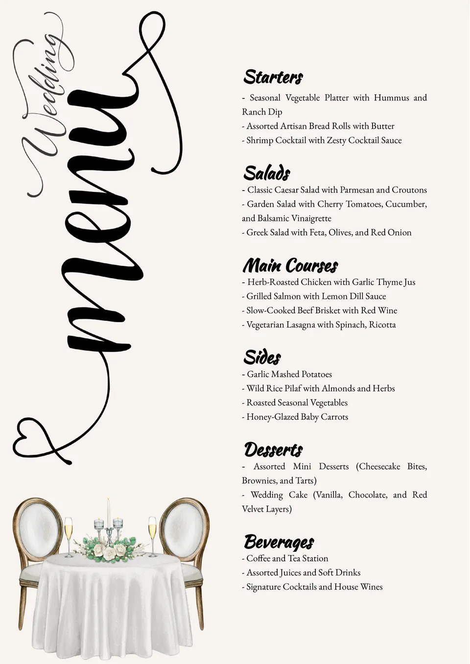 Free Wedding Buffet Menu Template For Google Docs Free Wedding Buffet Menu Template For Google Docs
