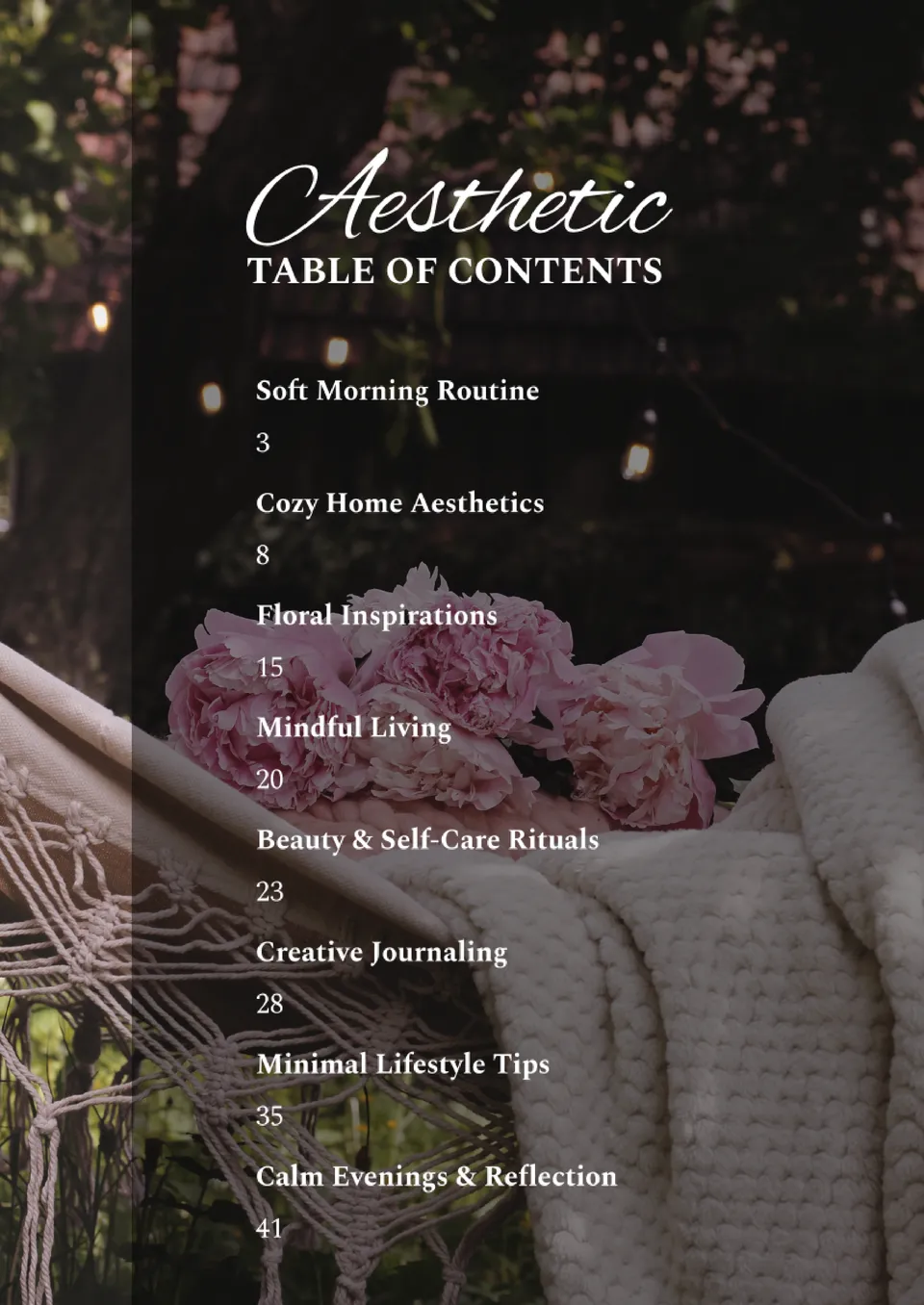 Free Aesthetic Table Of Contents Template For Google Docs