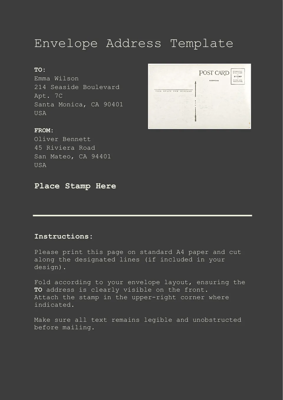 Free Envelope Address Template For Google Docs