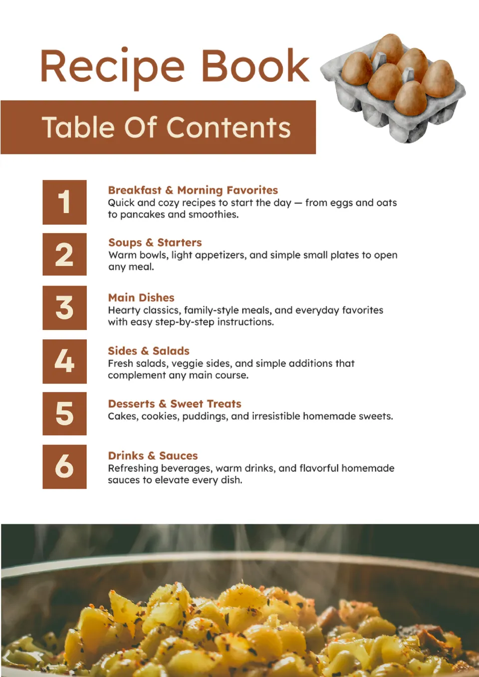 Free Recipe Book Table Of Contents Template For Google Docs